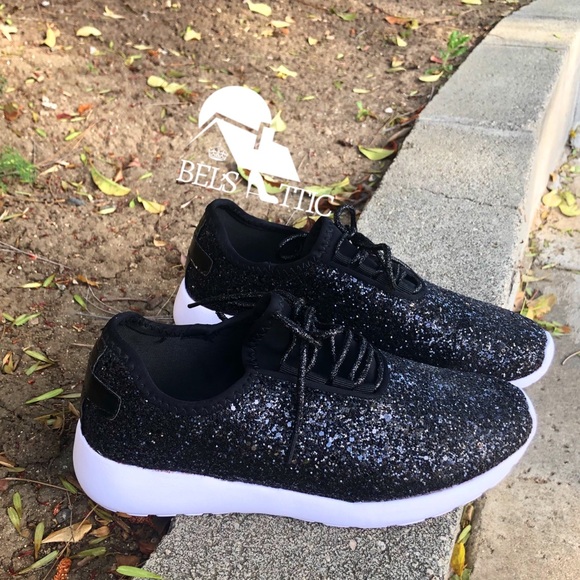 Shoes | Black Sparkling Glitter Sneaker Kicks | Poshmark